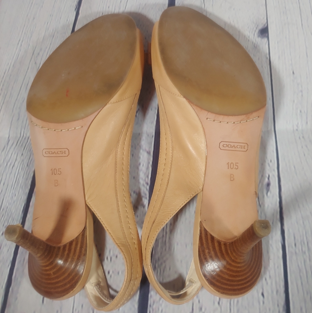 Coach Miranda Nude Leather Slingback Size 10.5 - Gem